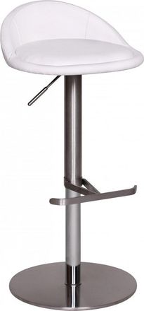 WOHNLING Barhocker WL1.282 Weiß Edelstahl höhenverstellbare Sitzhöhe 54-79 cm, Design Barstuhl mit Rückenlehne, Bistrohocker Barsitz Gepolstert, Thekenhocker 3