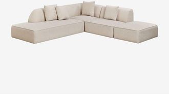 Sklum Cardea 3-teiliges modulares Ecksofa mit Chaiselongue links und gepolstertem Pouf