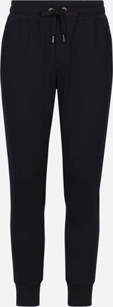 Dolce & Gabbana Jogginghose Aus Jersey Mit Logoplakette - Mann Hosen Und Shorts Blau Baumwolle 48