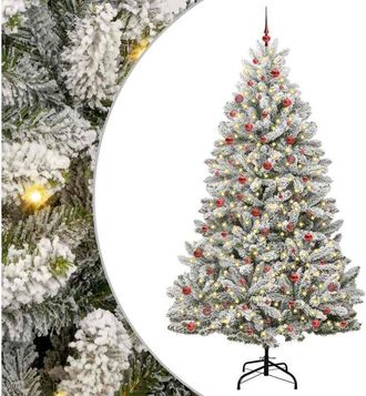 vidaXL K&uuml;nstlicher Weihnachtsbaum Gr&uuml;n und Wei&szlig; 270 cm PVC und Metall vidaXL