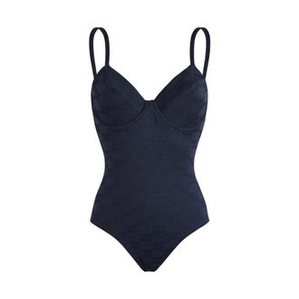 Vilebrequin Turtle Monogram Jacquard Badeanzug mit B&uuml;geln f&uuml;r Damen - - Swimwear - Damen - Blau - XS