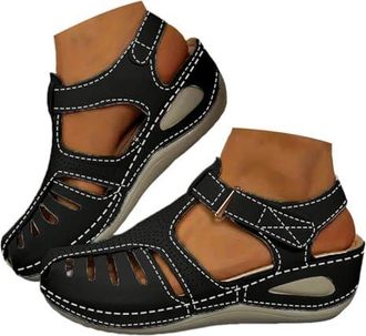 Generic Sandales orthop&eacute;diques pour femme - Bout ferm&eacute; - Soutien de la vo&ucirc;te plantaire - Sandales compens&eacute;es - Sangle de cheville ajour&eacute;e - L&eacute;g&egrave;res - Chaussur
