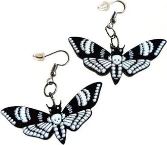 Generic Boucles doreilles en Acrylique Noir fonc&eacute; cr&acirc;ne Papillon pour Femmes Boucles doreilles Pendantes exag&eacute;r&eacute;es Bijoux pour femmeOp&eacute;ration Facile