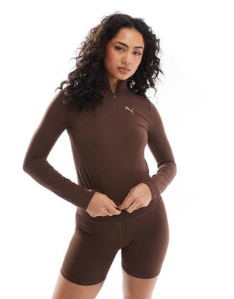 Puma Evolve - Top de sport à col zippé - Marron