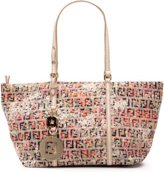 Fendi Shopper - Mini Zucchino Canvas Floral Superstar Tote - Gr. unisize - in Gold - f&uuml;r Damen