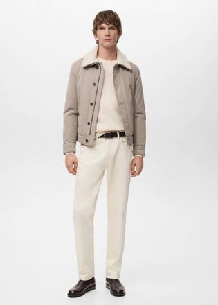 Mango Veste matelass&eacute;e &agrave; col moutonn&eacute; sable - Homme - XXL - MANGO MAN