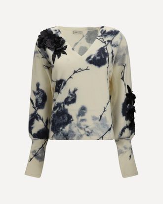 Blumarine Wool and cashmere Sweater with applied roses Female M