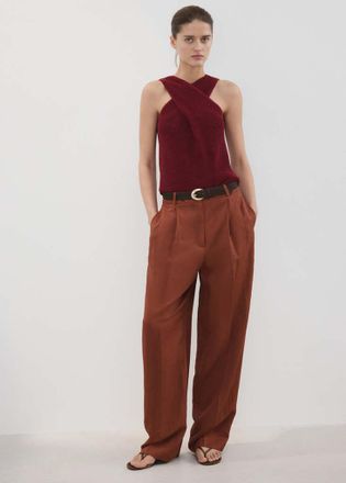 Mango Top maille crois&eacute; grenat - Femme - XS - MANGO