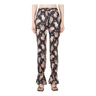 Rokh Floral Pants - - Trousers - Damen - Schwarzk - 3XS