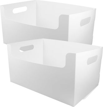 Cabilock 2st&uuml;cke Holzkorb F&uuml;r Zeitschriften Aufbewahrungsbox F&uuml;r Kleinigkeiten Organizerbox F&uuml;r Haushalt Robustes Abs-Material Mit Griffen F&uuml;r Einfachen Transp