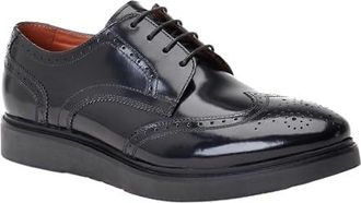 Base London Chaussures richelieu en cuir Joe pour homme, Noir, 45.5 EU