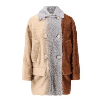 Fendi Alpaka Wolle Knopfmantel - - Jackets - Damen - Mehrfarbig - XS