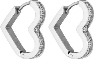 Purelei Ohrringe - Creolen Glitter Heart - Gr. unisize - in Silber - für Damen