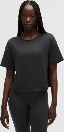 lululemon Softy Suedey Relaxed Short-Sleeve Shirt f&uuml;r Frauen - Gr&ouml;&szlig;e XL in Black