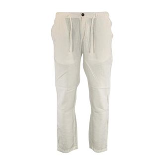 Roy Rogers Homme, Pantalons, Blanc, Taille: S Chino Portofino Heavy Linen Dyed