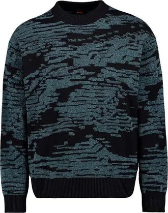 Boss Orange by Hugo Boss BOSS Orange Herren Pullover schwarz gemustert