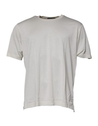 Dolce & Gabbana Mens Off White Crew Neck Short Sleeve T-Shirt Silk Cotton