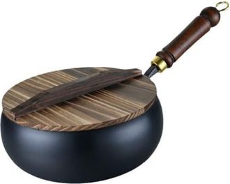 Generic Marmite en fer avec motif grand ventre, 26,5 cm en m&eacute;tal forg&eacute; &agrave; la main avec r&eacute;tention sup&eacute;rieure de la chaleur, antiadh&eacute;sive pour la cuisine domesti