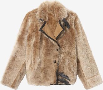 Isabel Marant Manteau Roama En Peau Lain&eacute;e - Femme - &Eacute;cru - Taille34 - Isabel Marant