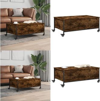 vidaXL Vidaxl - Table basse avec roulettes chêne fumé bois dingénierie - Table Basse - Meuble Salon - Table Dappoint - Table En Bois - Design Moderne
