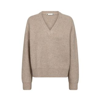 Co'Couture Femme, Pulls, Brun, Taille: 36 FR RowCC Puff Rib V Knit Sweater