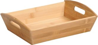 KESPER Aufbewahrungskorb mit Zwei Griffen aus Bambus, Farbe: Braun, Maße: 19x26x7,5 cm, 57821