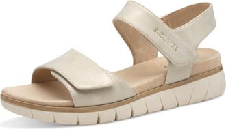 s.Oliver Damen Sandalen flach mit Klettverschluss Vegan, Gold (Champagne), 39 EU