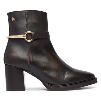 Tommy Hilfiger Stiefeletten Tommy Hilfiger TH Stud Heel Riding Ankle Boot FW0FW09552 Dunkelbraun