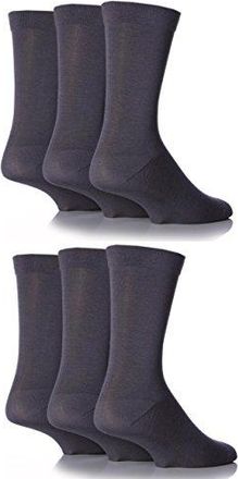 SockShop Chaussettes en bambou avec manchette de confort - 6 paires - Homme - Gris 40-45