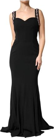 Dolce & Gabbana Femme, Robes, Noir, Taille: 44 FR Robe Longue Fourreau Orn&eacute;e