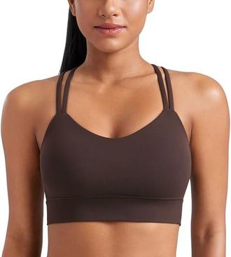 CRZ YOGA Aux Femmes Butterluxe Palangre Soutien-Gorge de Sport Crise Croix Tasse Moulée Yoga Recadrer Haut Brun au Fudge Chaud S