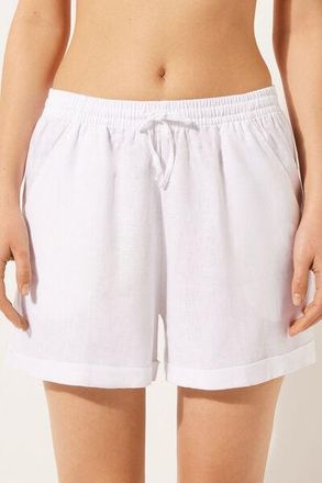 Calzedonia Kurze Shorts Aus Leinen Und Viskose Wei&szlig;