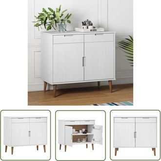 vidaXL Sideboard molde Wei&szlig; 90x40x80 cm Massivholz Kiefer Vidaxl