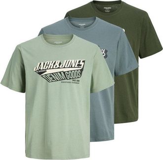 Jack & Jones Plus Size T-Shirt JJELOGO TEE SS 2 COL AW25 3PK MP PLS (Packung, 3-tlg)