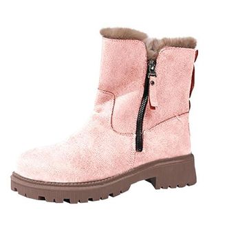 Generic Bottes de neige pour femme - Confortables et d&eacute;contract&eacute;es - Bottes dhiver &agrave; talon bas - Fermeture &eacute;clair lat&eacute;rale - Confortables - Doublure en fausse