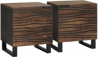 vidaXL Nachttisch 2 pcs Walnuss 40 x 33 x 46 cm massives Mangoholz Vidaxl
