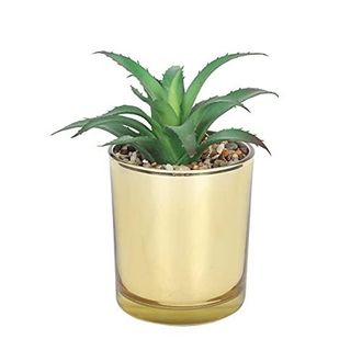 Sleepdown Halo Grüne Aloe Vera Blatt Gold Topf Künstliche Kunstpflanze für Home Office Badezimmer Dekor Innendekoration Ästhetik