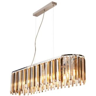Searchlight Clarissa - Suspension de plafond &agrave; 8 barres lumineuses, chrome, gouttes de prisme en cristal, E14 - Searchlight
