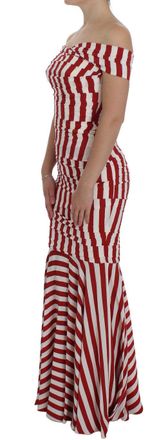 Dolce & Gabbana Womens Red White Silk Stretch Dress
