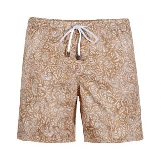 Barba Gemusterte Beige Elastische Taille Shorts - - Swimwear - Herren - Beige - M