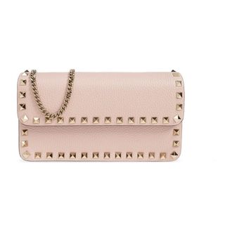 Valentino Garavani Femme, Accessoires, Rose, Taille: ONE Size Portefeuille Rockstud avec cha&icirc;ne
