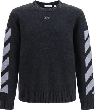 Off-white Diag Fuzzy Rundhals-Pullover - - Knitwear - Herren - Blau - L