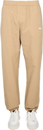 Msgm Logo-Detailed Trousers - Beige