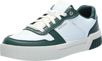 Skechers Damen Jade Best In Class Sneaker, White/Green Duraleather/Trim, 37.5 EU