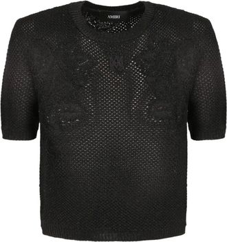 Amiri Femme, Pulls, Noir, Taille: 36 FR Maille ras du cou