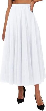 Generic Jupe en maille - Jupe de f&eacute;e - Jupe mi-longue - Jupe de danse - Plage, Blanc., XL