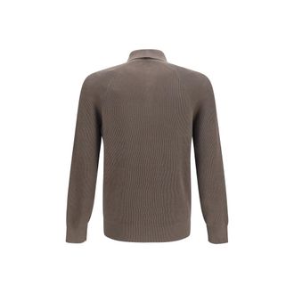 Brunello Cucinelli Mens Brown Cotton Polo Shirt