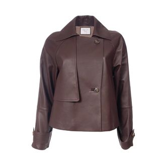 DIEGO M Femme, Vestes, Brun, Taille: 34 FR Veste en cuir contemporaine