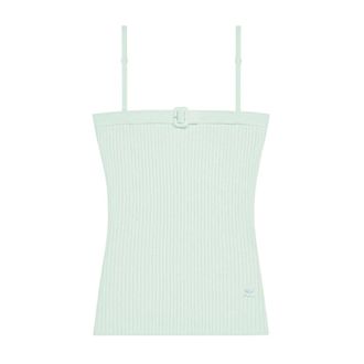 Courr&egrave;ges Femme, Tops, Vert, Taille: 40 FR Buckle Rib Knit Top
