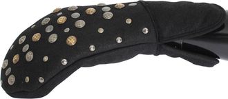 Dolce & Gabbana Mens Gray Wool Shearling Studded Gloves Merino